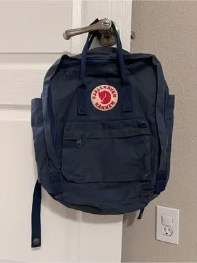 Fjallraven | Bags | Fjallraven Kanken Backpack In Navy With Red Logo ...